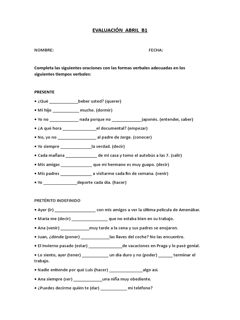 Ejercicios Dele A2 | PDF