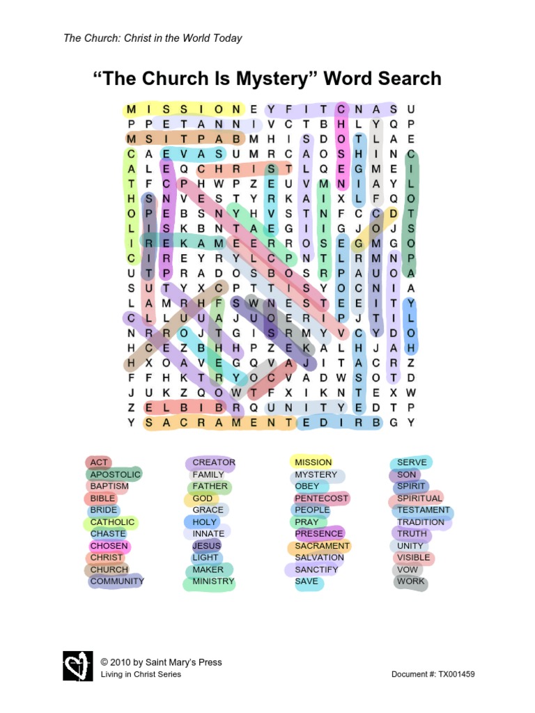 The Church Is Mystery Word Search | PDF