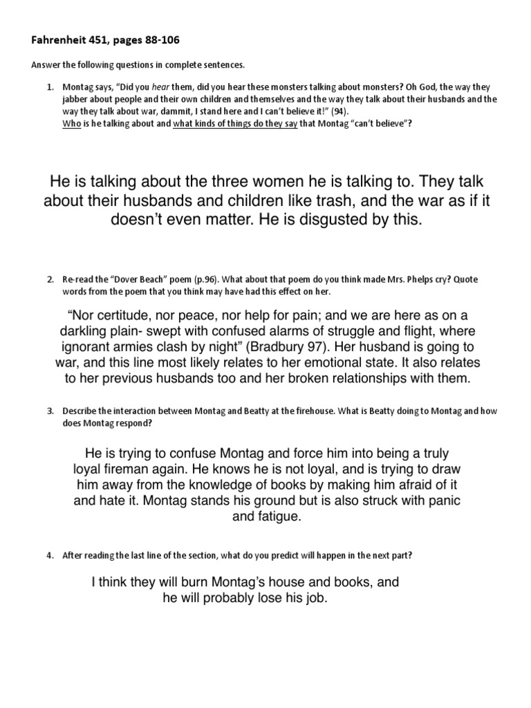 Fahrenheit 451 Handout 5 2020 | PDF