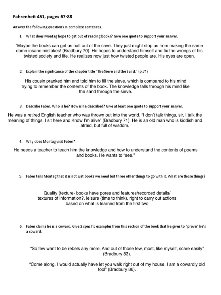 Fahrenheit 451 Handout 4 2020 | PDF