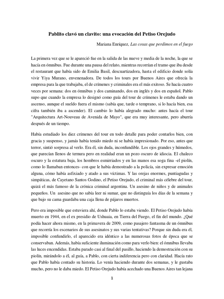 Pablito Clavó Un Clavito - Mariana Enríquez | PDF