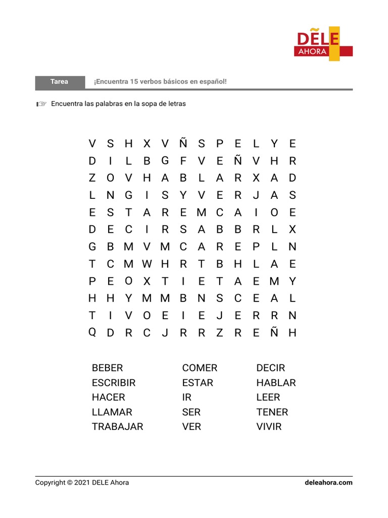 Encuentra 15 Verbos Basicos en Espanol | PDF