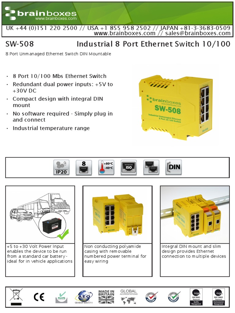 Swich Eth SW-508-EN | Download Free PDF | Manufactured Goods | Electronics