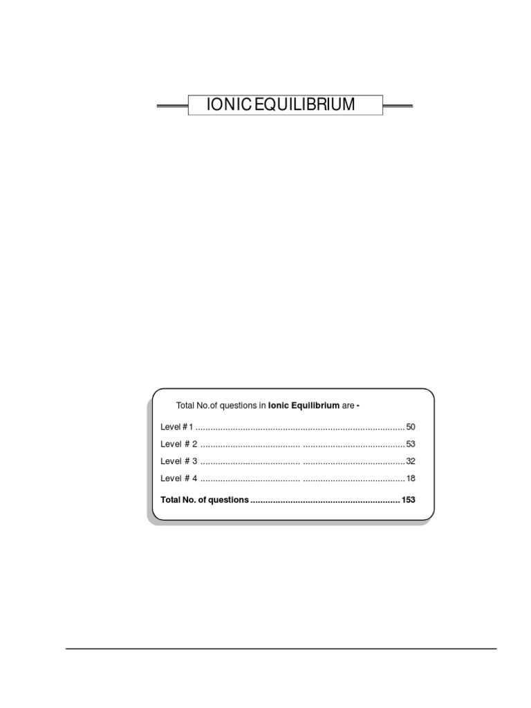 03 - Ionic Equilibrium (Level) Module-3-1 | PDF | Ph | Acid Dissociation Constant