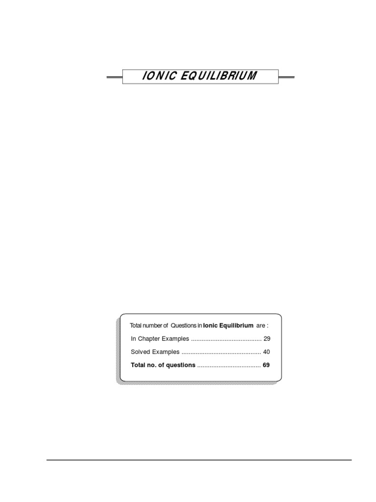 03 - Ionic Equilibrium (Theory) Module-3-1 | PDF | Hydroxide | Acid