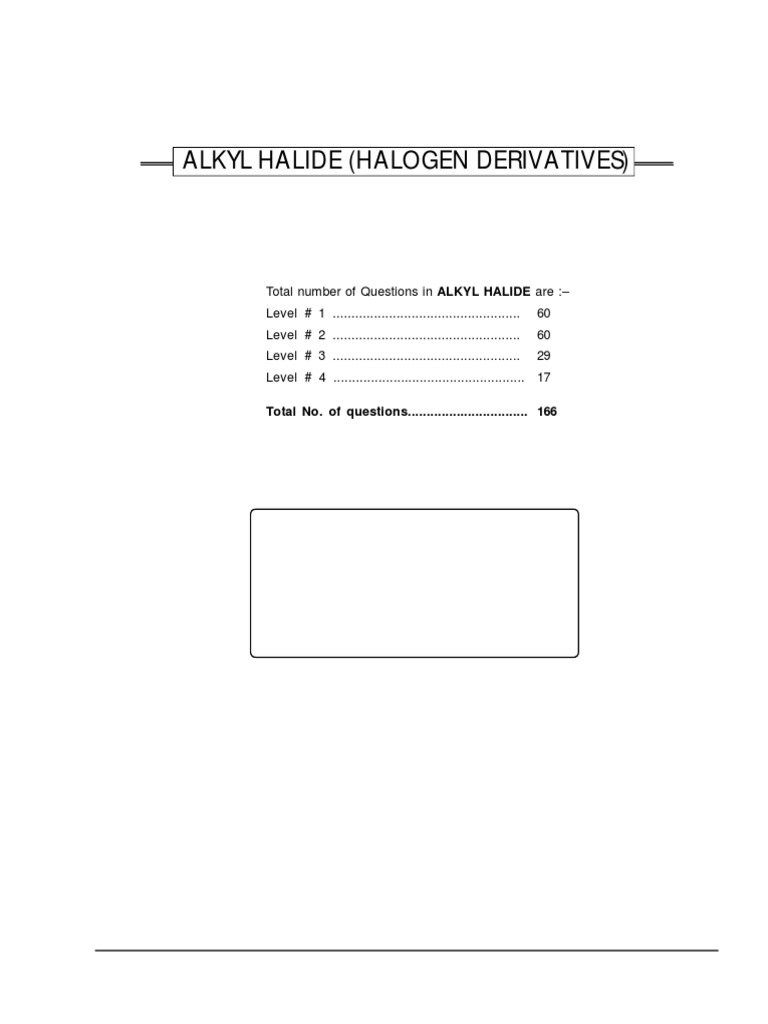 Alkyl Halide (Exercise) Module-4 | PDF | Organic Compounds | Chemistry Alkyl Halide (Exercise) Module-4 | PDF | Organic Compounds | Chemistry