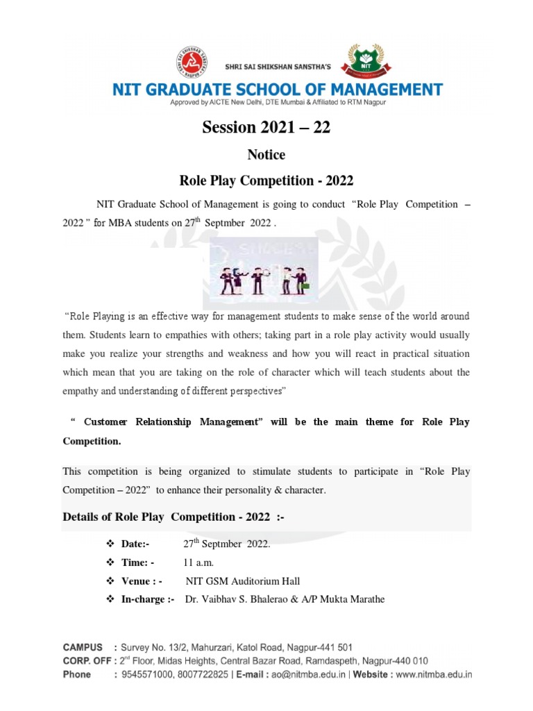 Notice - Role Play Competition 2022 | PDF | Cognitive Psychology ...