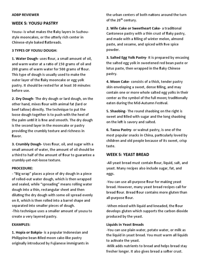 Adbp Reviewer | PDF | Breads | Cooking