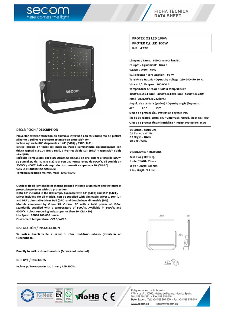 Proyector LED Exterior 100W | PDF