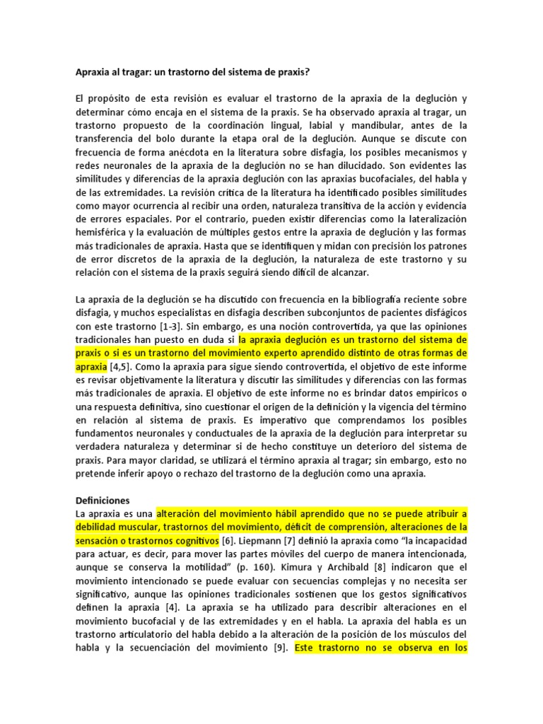 Apraxia Al Tragar | PDF | Neurociencia | Cerebro