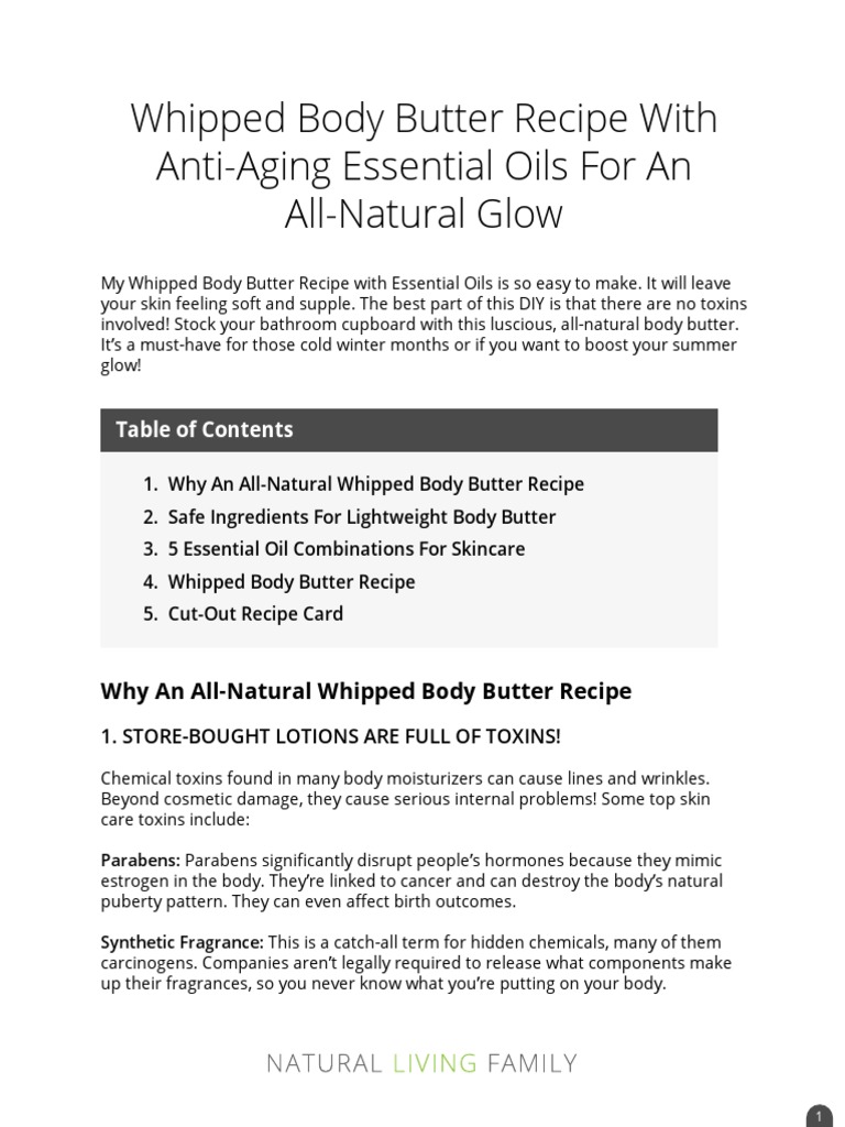 Whipped Body Butter Recipe With Anti-Aging Essential Oils For An All-Natural Glow | PDF ...