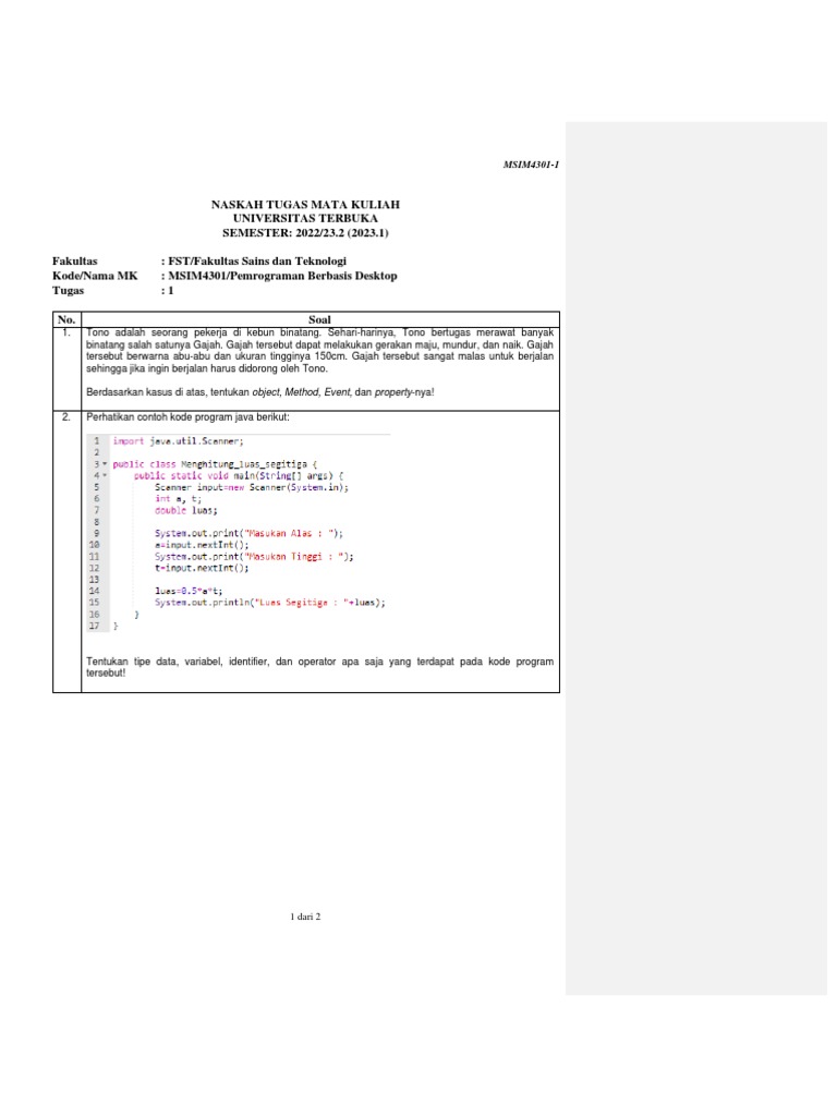 Soal Msim4301 tmk1 1 | PDF