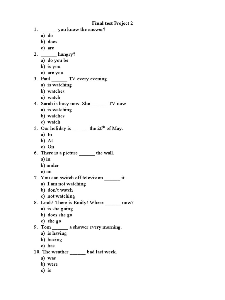 Final Test for Project 2 | PDF