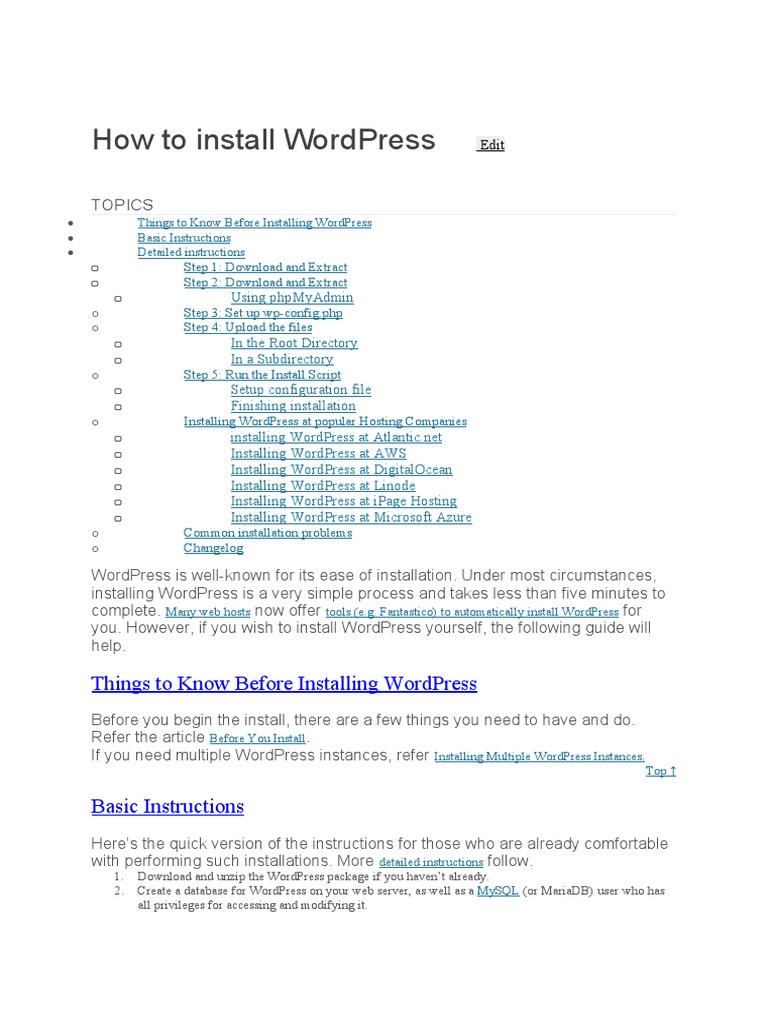 Step-by-Step WordPress Installation Guide | PDF | Word Press | World ...