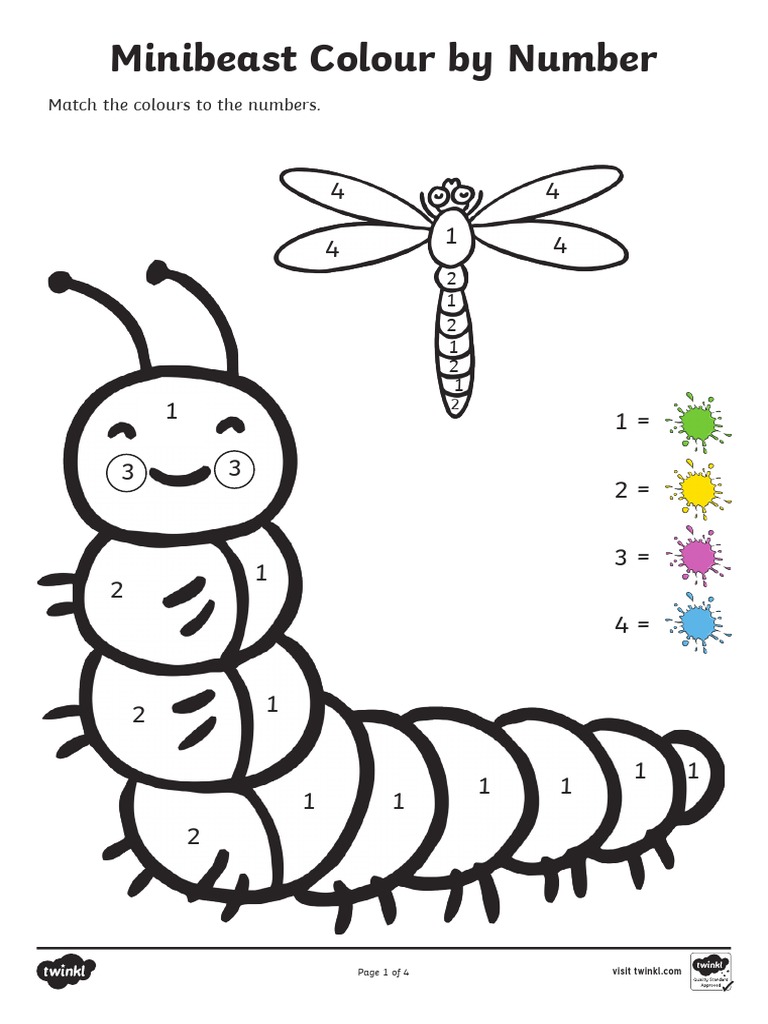 Eyfs Minibeasts Colour by Number Activity Sheets Ver 1 | PDF