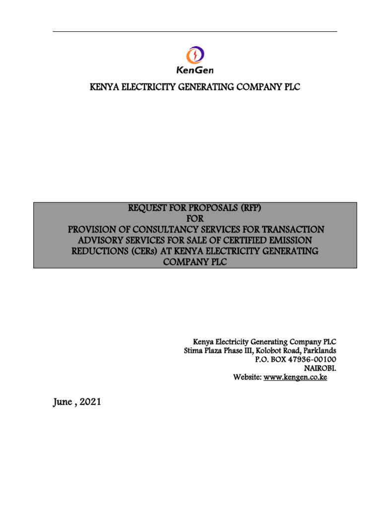 Consultancy Services For Transactions Advisory Services For Sale of CERs For KenGen | PDF
