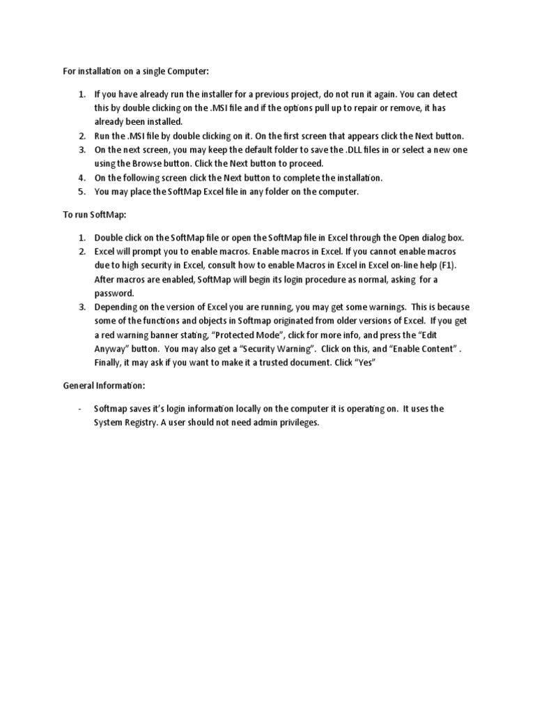 Softmap Installation | PDF