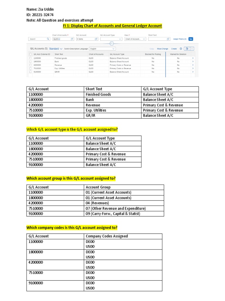 ERP Exercise (FI) | PDF | Debits And Credits | Banking