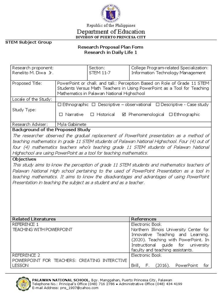 STEM-title-proposal-Format-Revised-3.0-RDL1 | PDF | Science, Technology, Engineering, And ...