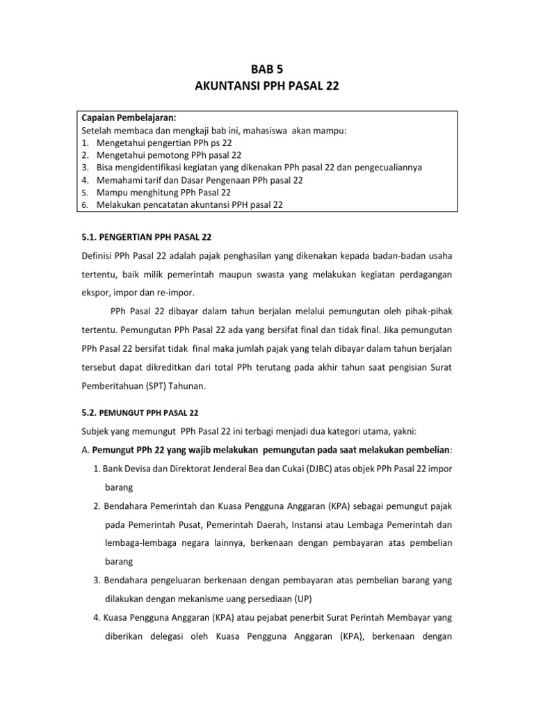 Akuntansi PPH Pasal 22 (Revisi 15 Maret2022) | PDF | Bisnis | Pengelolaan Keuangan & Uang