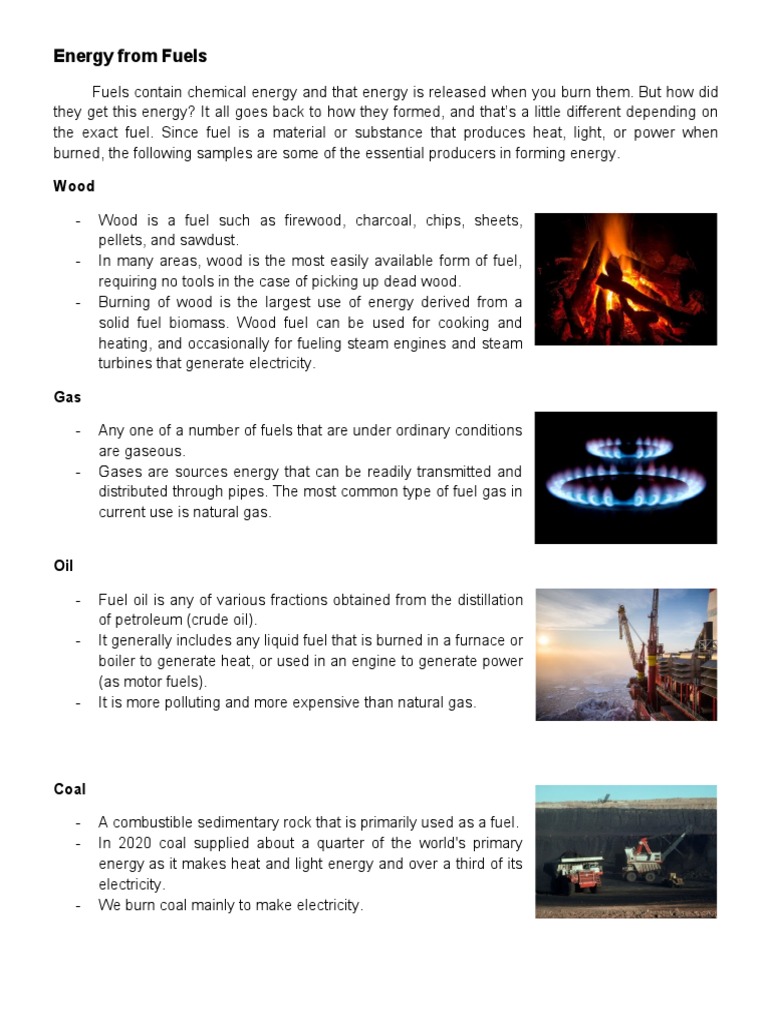 Energy from Fuels: Exploring the Formation of Chemical Energy Through ...
