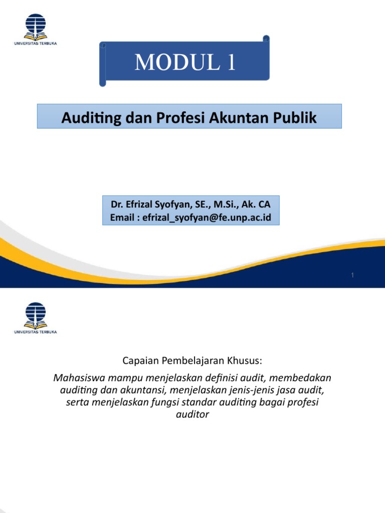 Materi Sesi 1 AUDITING | PDF | Pengelolaan Keuangan & Uang