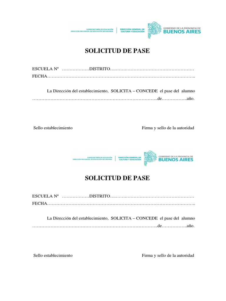 Solicitud Pase Alumno1 | PDF