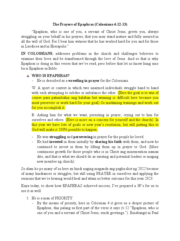 The Prayers of Epaphras | PDF | Christian Belief And Doctrine | Theology