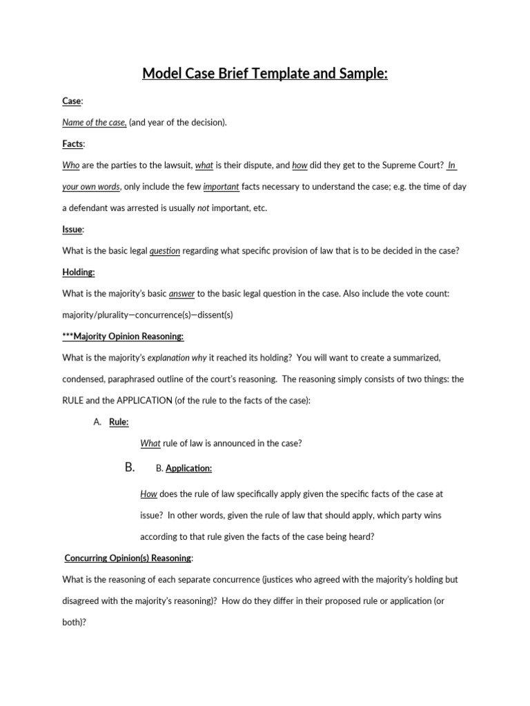 Case Brief Template 01 | PDF