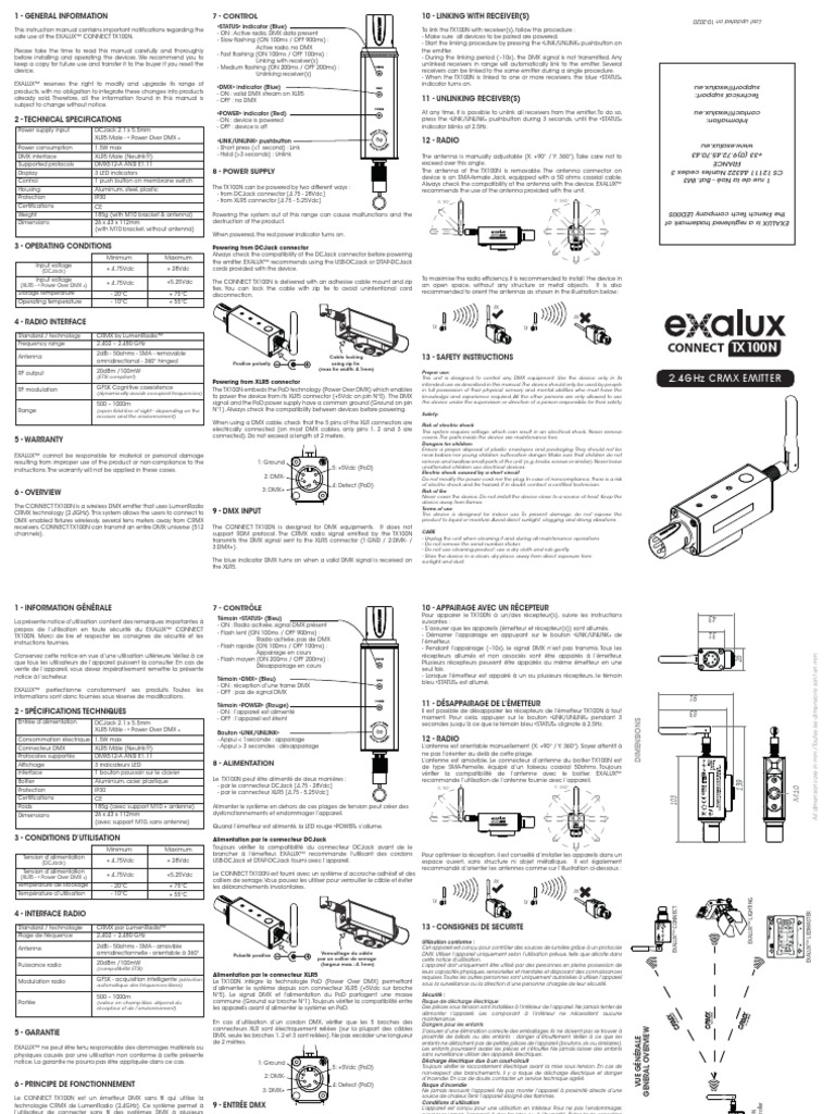 Exalux Connect TX100N User Manual (En - FR) | PDF | Electrical Connector | Electronics