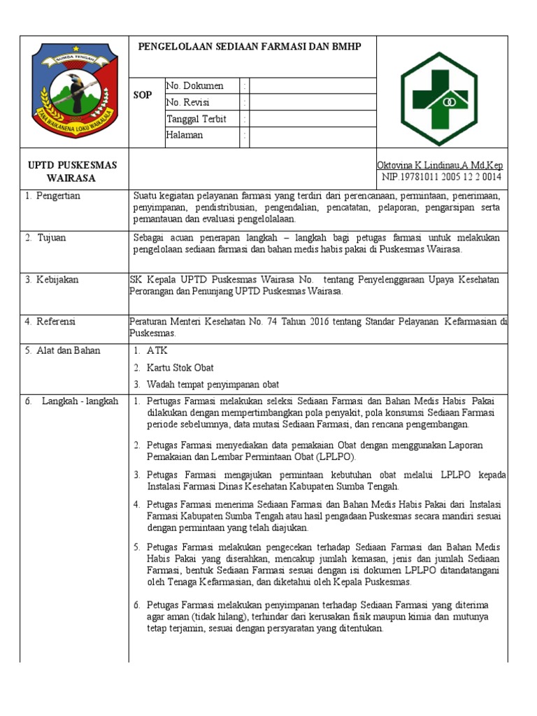 3 10 1 Ep 2 Sop Pengelolaan Sediaan Farmasi Dan BMHP | PDF | Kesehatan Holistik