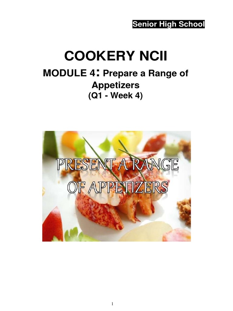 Cookery Ncii:: Prepare A Range of Appetizers | PDF | Hors D'oeuvre | Foods