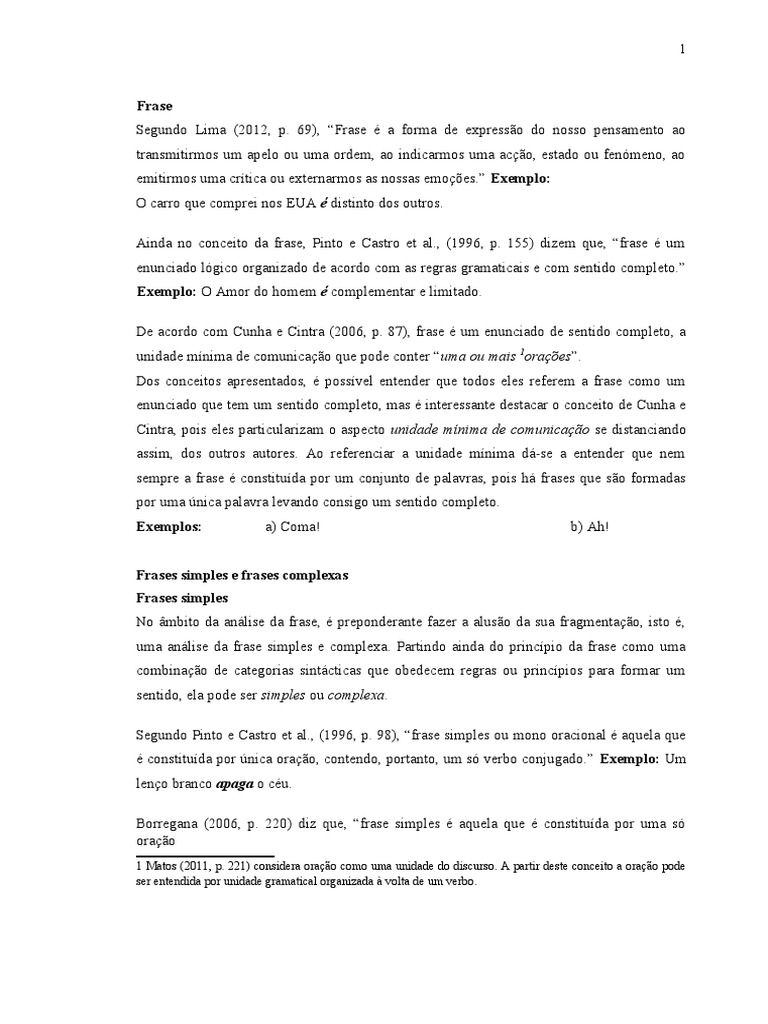 A Problematica Da Classificacao Da Frase | PDF | Semântica | Mecânica da linguagem