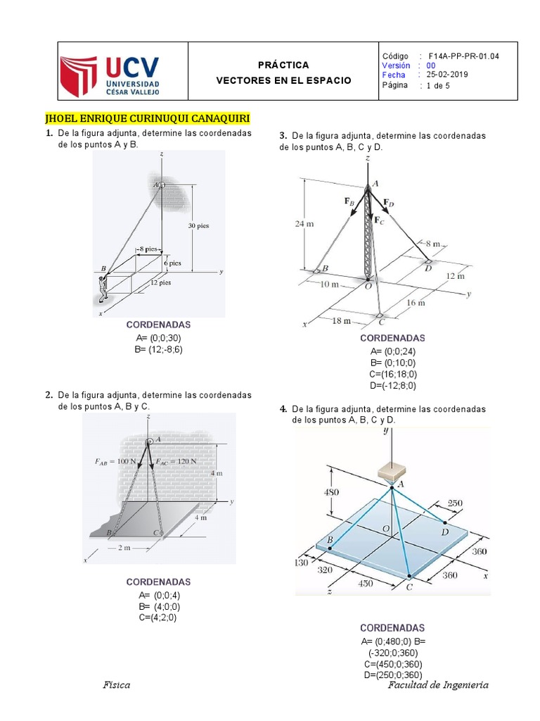 Grupo - Sesion 02. - Práctica - de - Vectores - en - El - Espacio | Download Free PDF | Vector ...
