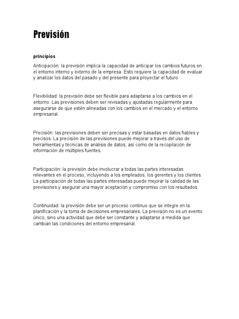 Previsión: Principios | PDF