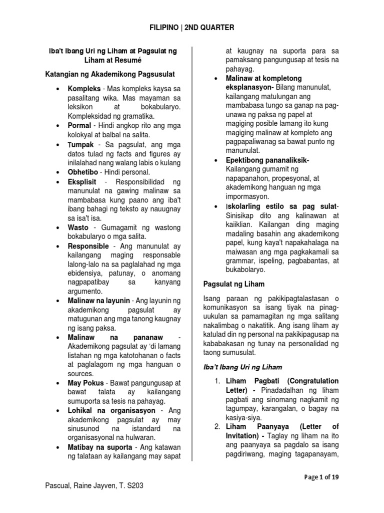 FIL Q2 Reviewer | PDF