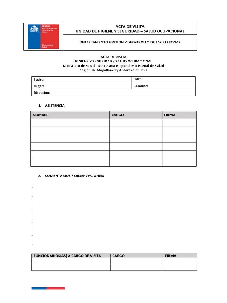 (FORMATO) Acta de Visita | PDF
