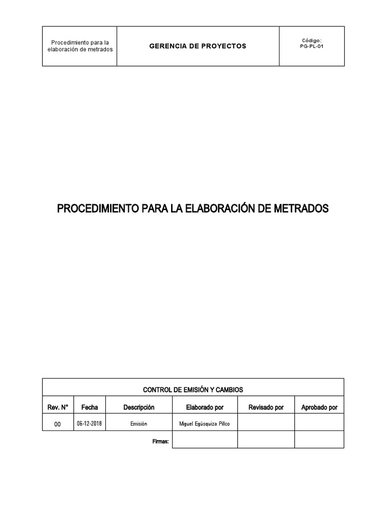 Procedimiento para La Elaboración de Metrados | PDF | Presupuesto