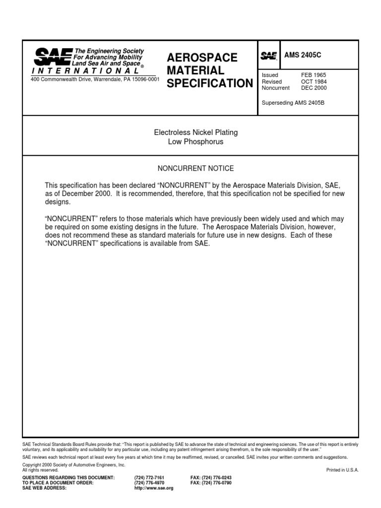 Aerospace Material Specification: Electroless Nickel Plating Low ...