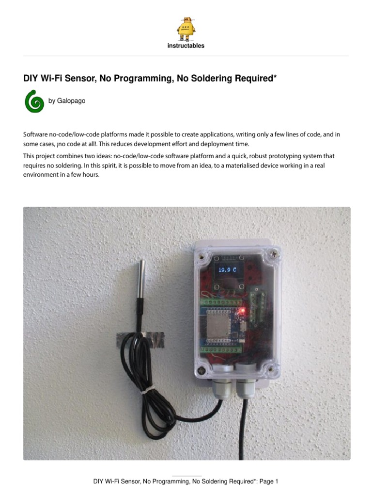 DIY Wi Fi Sensor No Programming No Soldering Requi | PDF | Printed Circuit Board | Wi Fi
