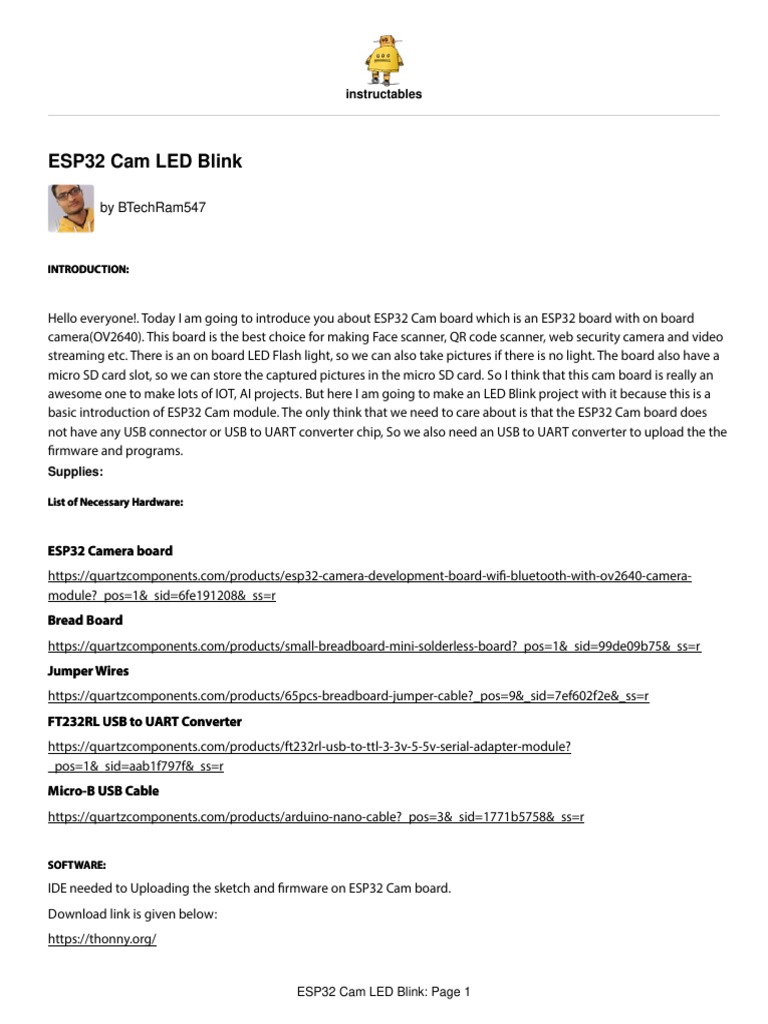 ESP32 Cam LED Blink | PDF | Usb | Computing