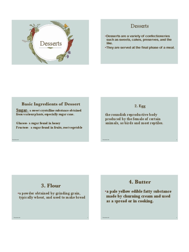 Overview of Dessert Varieties | PDF