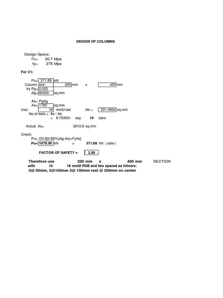 F'C 20.7 Mpa Fy 275 Mpa Design Specs | PDF | Science & Mathematics