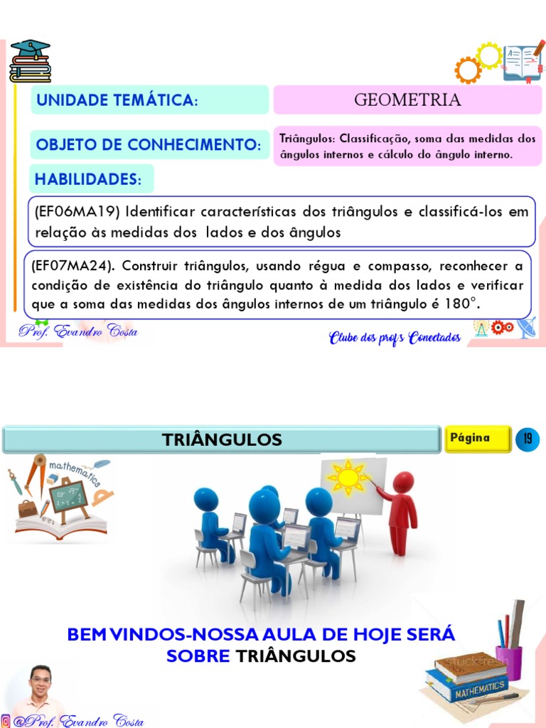 Aulas de Triângulos - Slides Revisão 9 Ano | PDF | Triângulo | Geometria Elementar