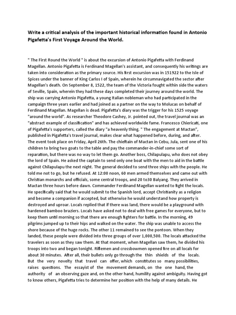 Pigafetta's Critical Eyewitness Account of Magellan's Historic Voyage | PDF