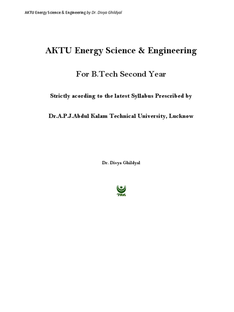ENERGY SCIENCE AND ENGINEERING B-Tech 2 | PDF | Electromagnetic ...