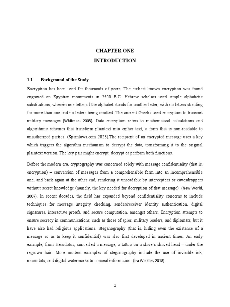 Chapter One Project | PDF | Cryptography | Encryption Chapter One Project | PDF | Cryptography | Encryption