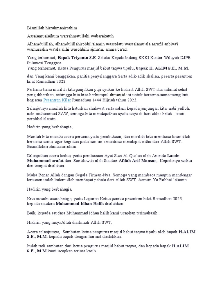 Teks MC | PDF | Kajian Bahasa Asing