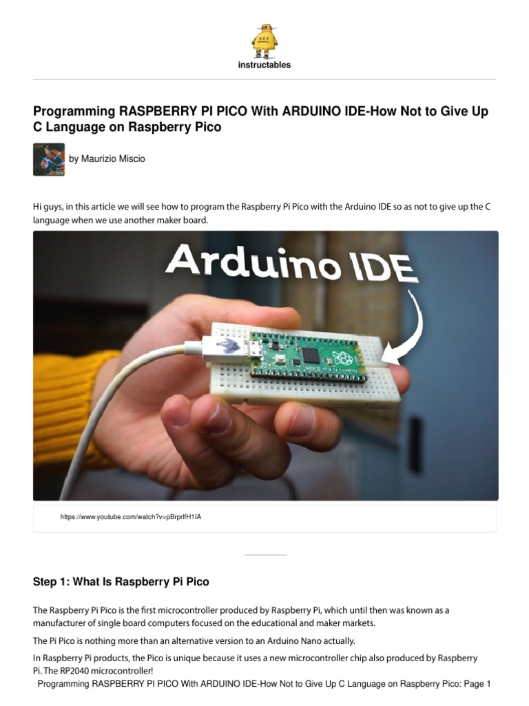 Programming Raspberry Pi Pico With Arduino Ide How Pdf Arduino