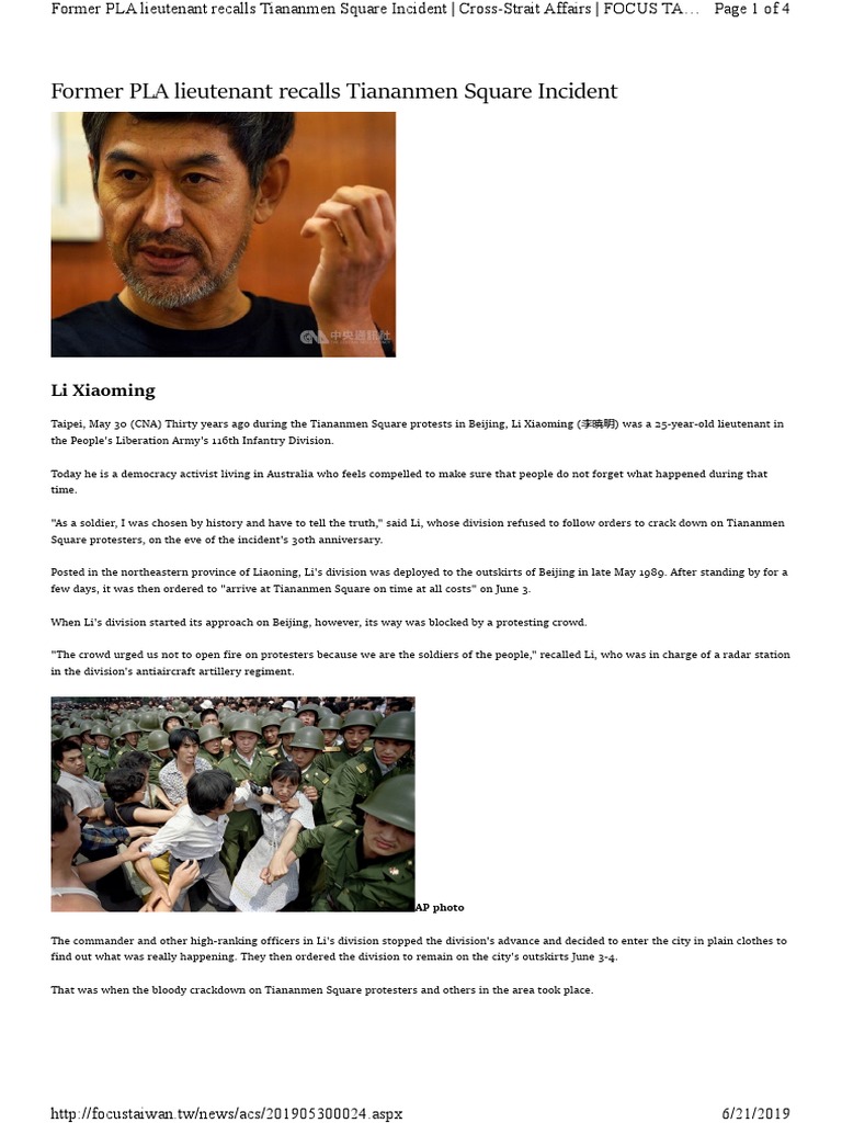 Former PLA Officer Turned Democracy Advocate Recalles Tiananmen (Focus ...